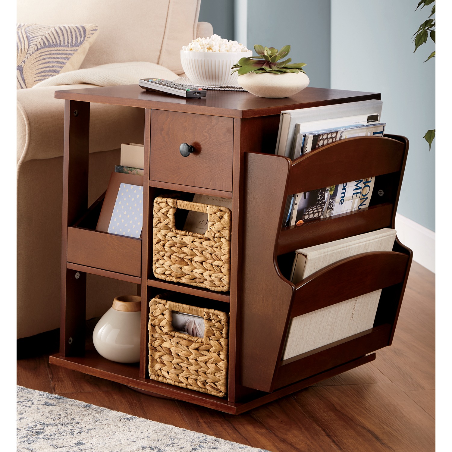 Admiral Rotating End Table with Storage | ASHRO