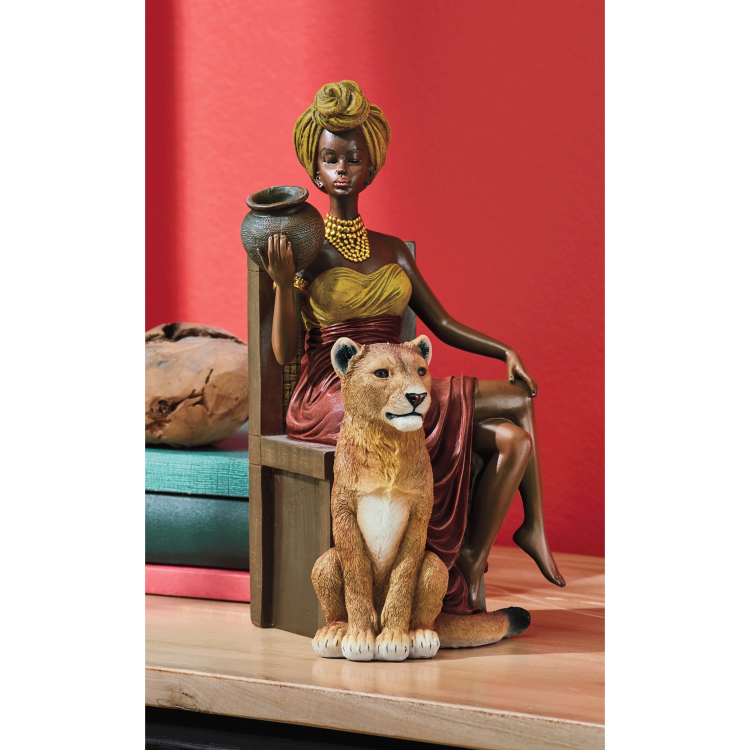 Global Woman & Big Cat Figurine | ASHRO