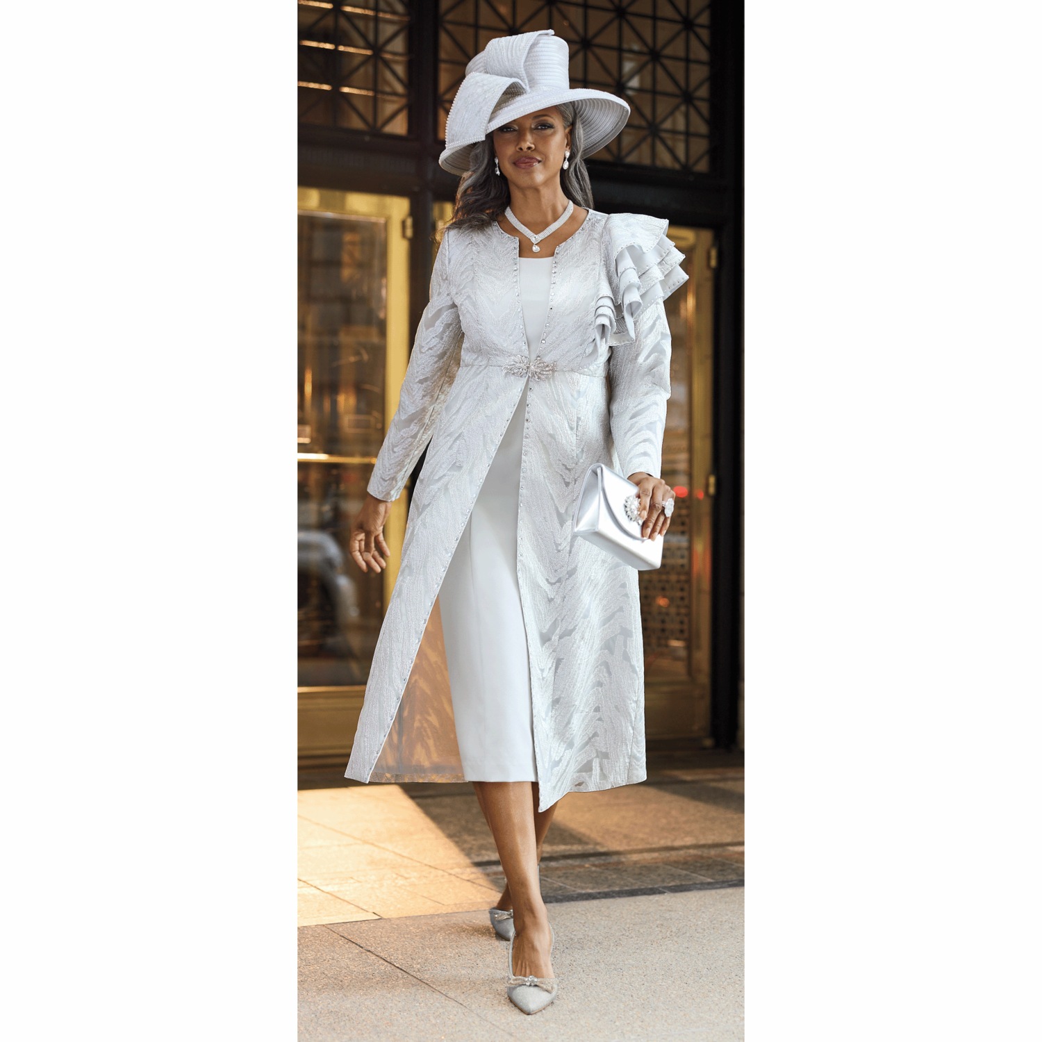 Zonya Ruffle Collar Jacket Dress | ASHRO