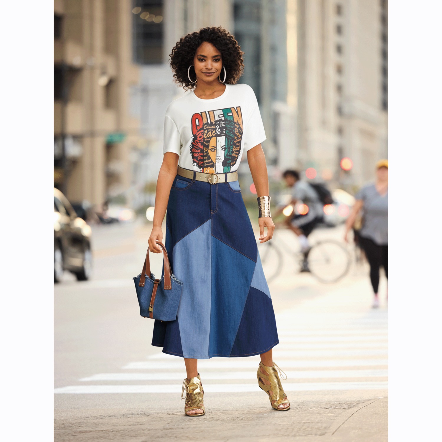 Phaedra Patchwork Denim Skirt | ASHRO