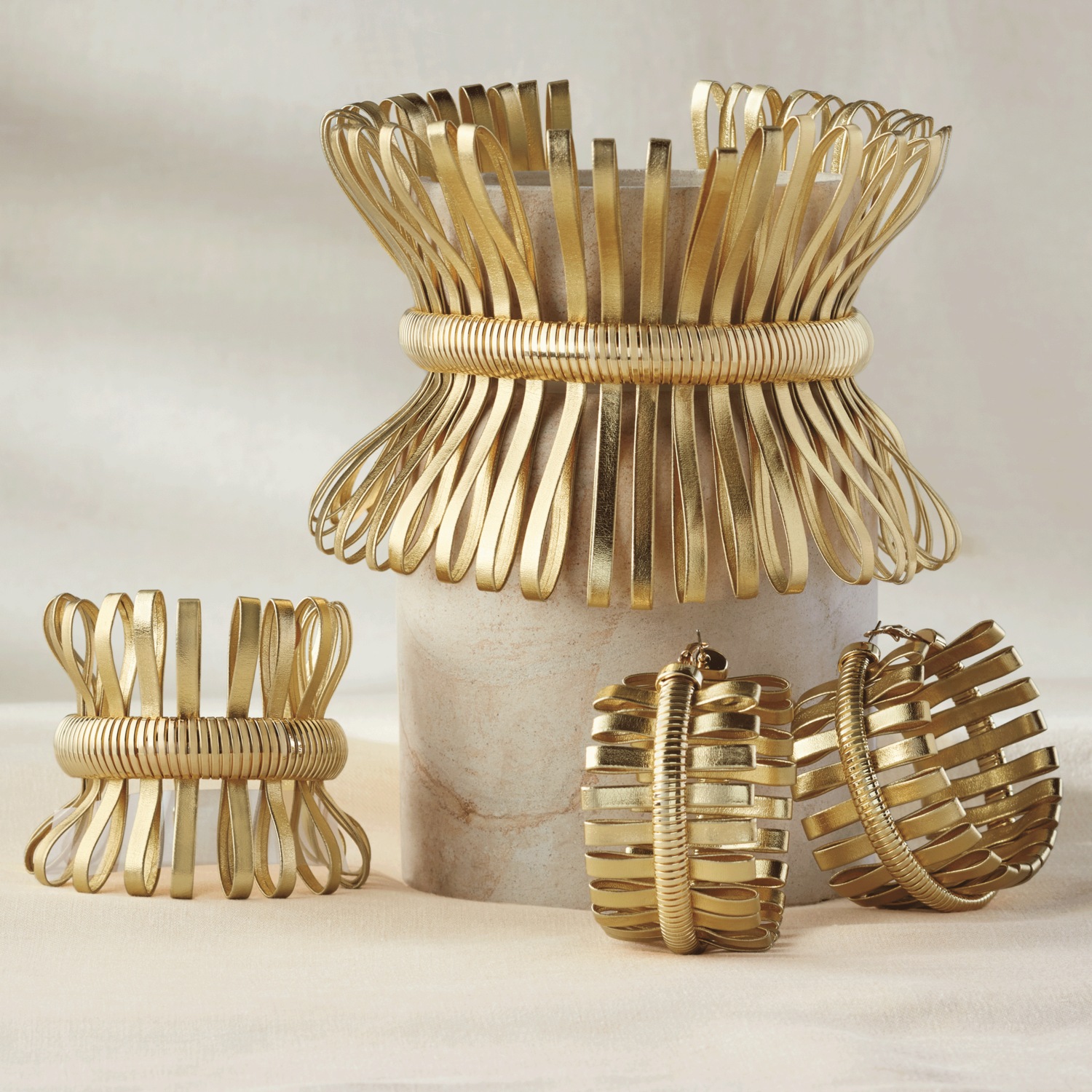 Metallic Faux-Leather Loop Jewelry | ASHRO