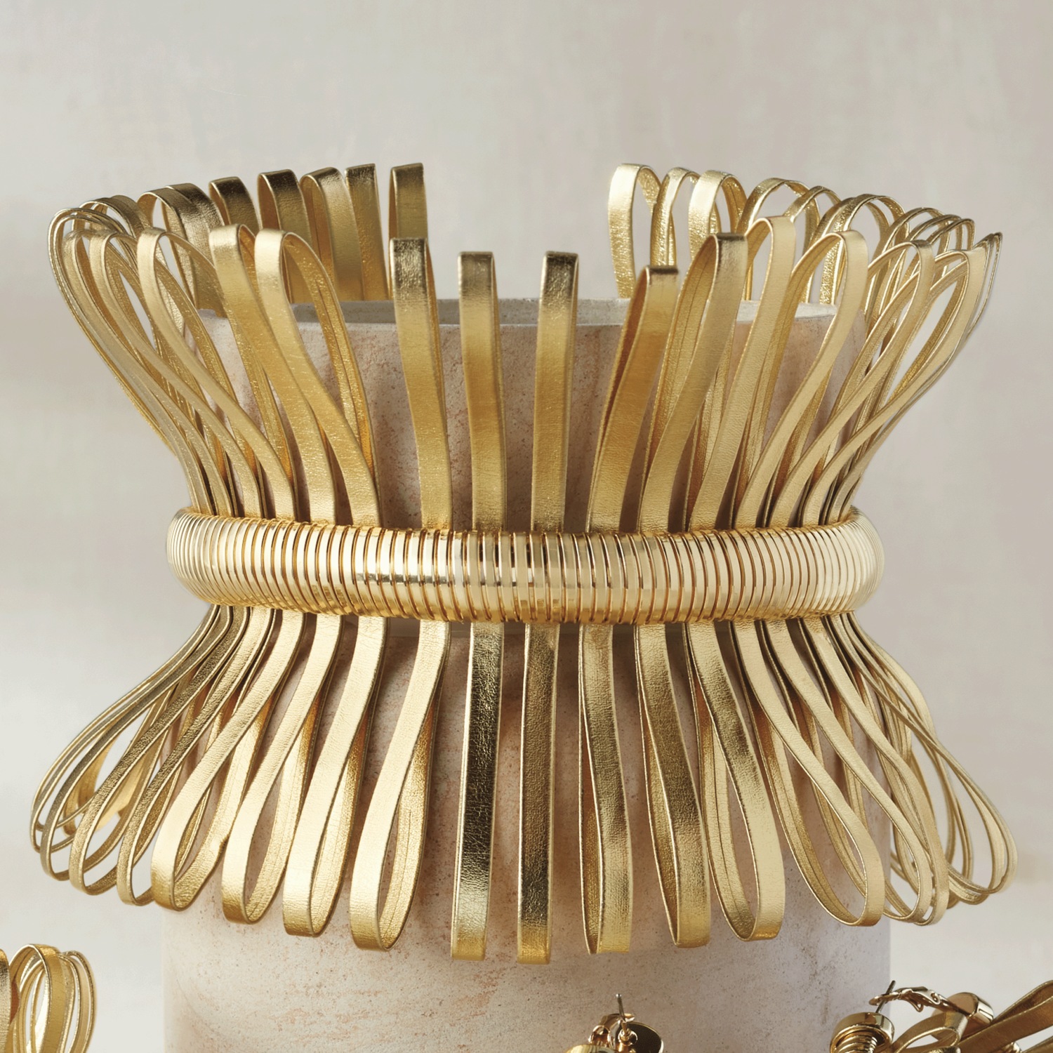 Metallic Faux-Leather Loop Jewelry | ASHRO