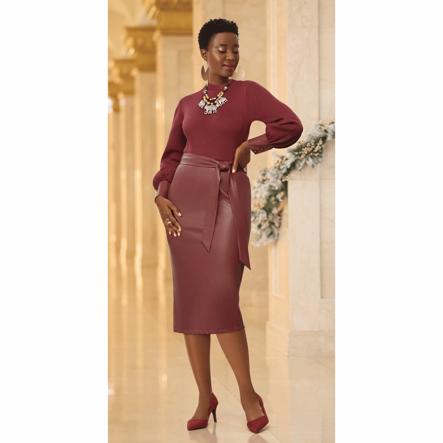 Tejeri Sweater and Faux Leather Sheath Dress | ASHRO