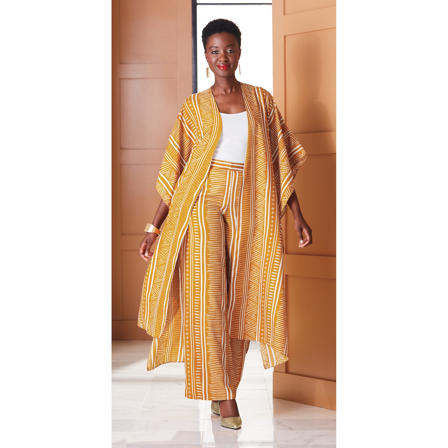 Adanna 2-Piece Women's Pantset with Open-Front Top and Wide-Leg Pants ...