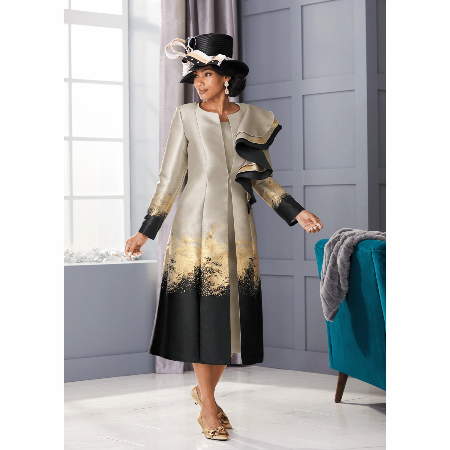 Idalia Ruffle Jacket Dress and Hat | ASHRO