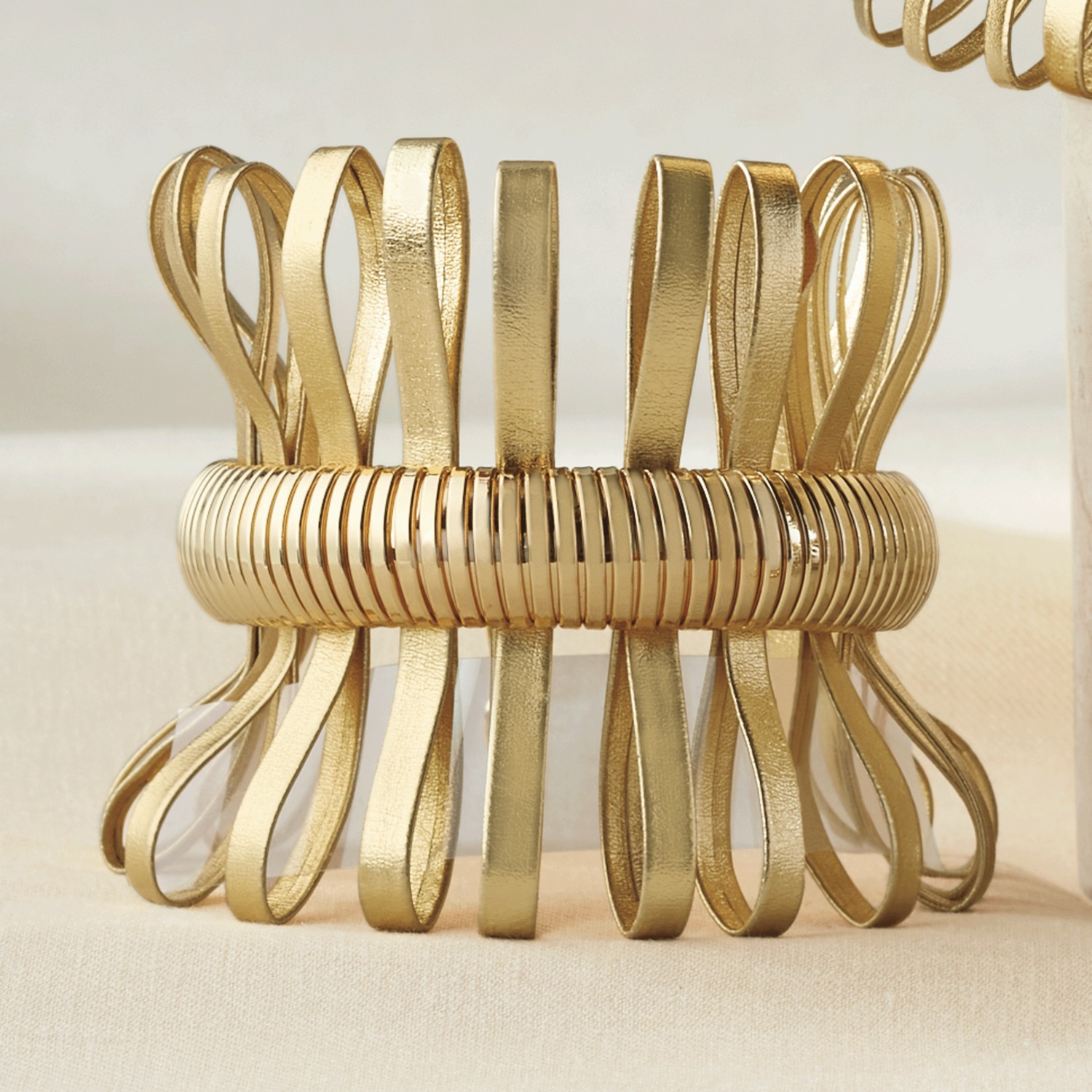 Metallic Faux-Leather Loop Jewelry | ASHRO