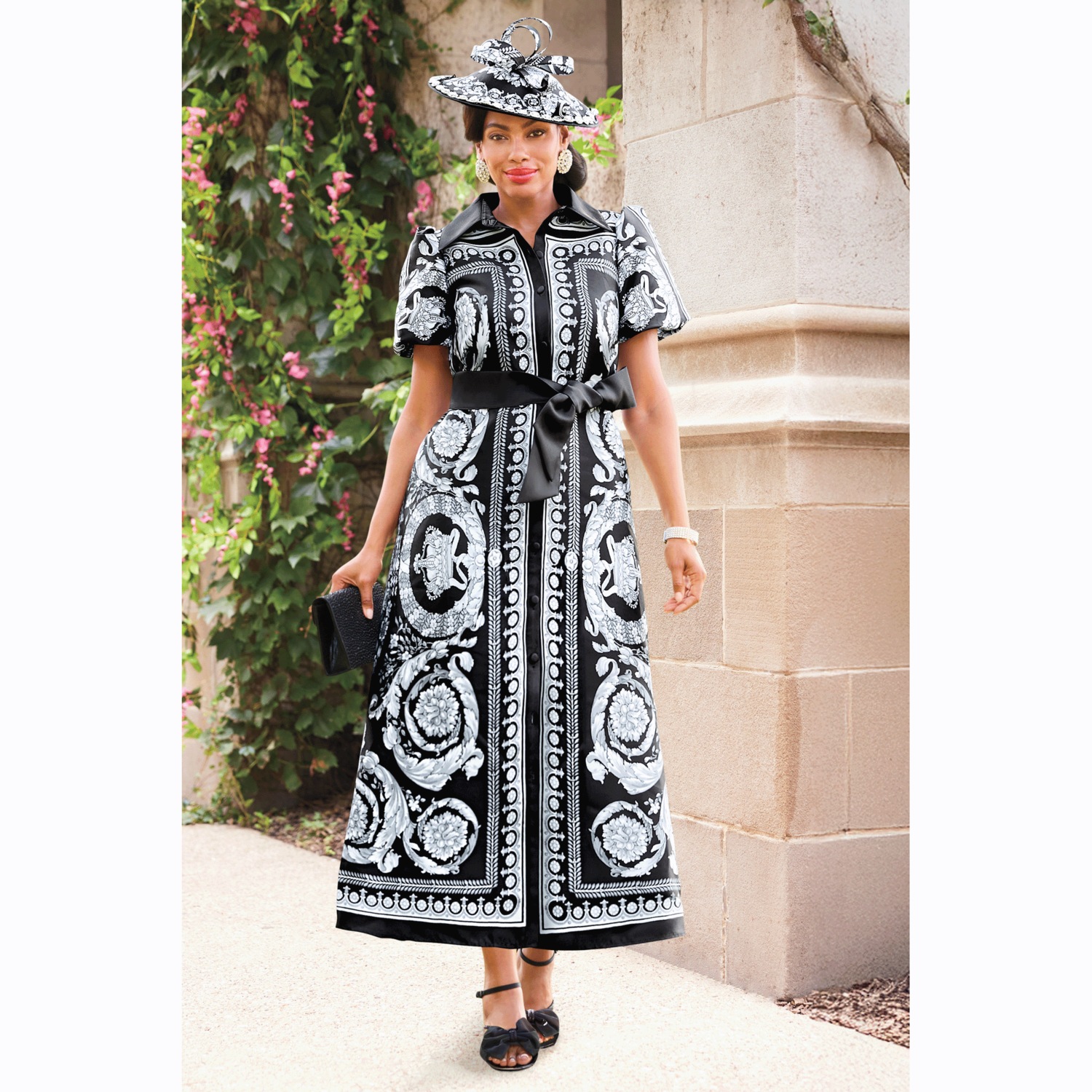 Sharvetta Hat with Floral Patterns, Loops and Bows | ASHRO