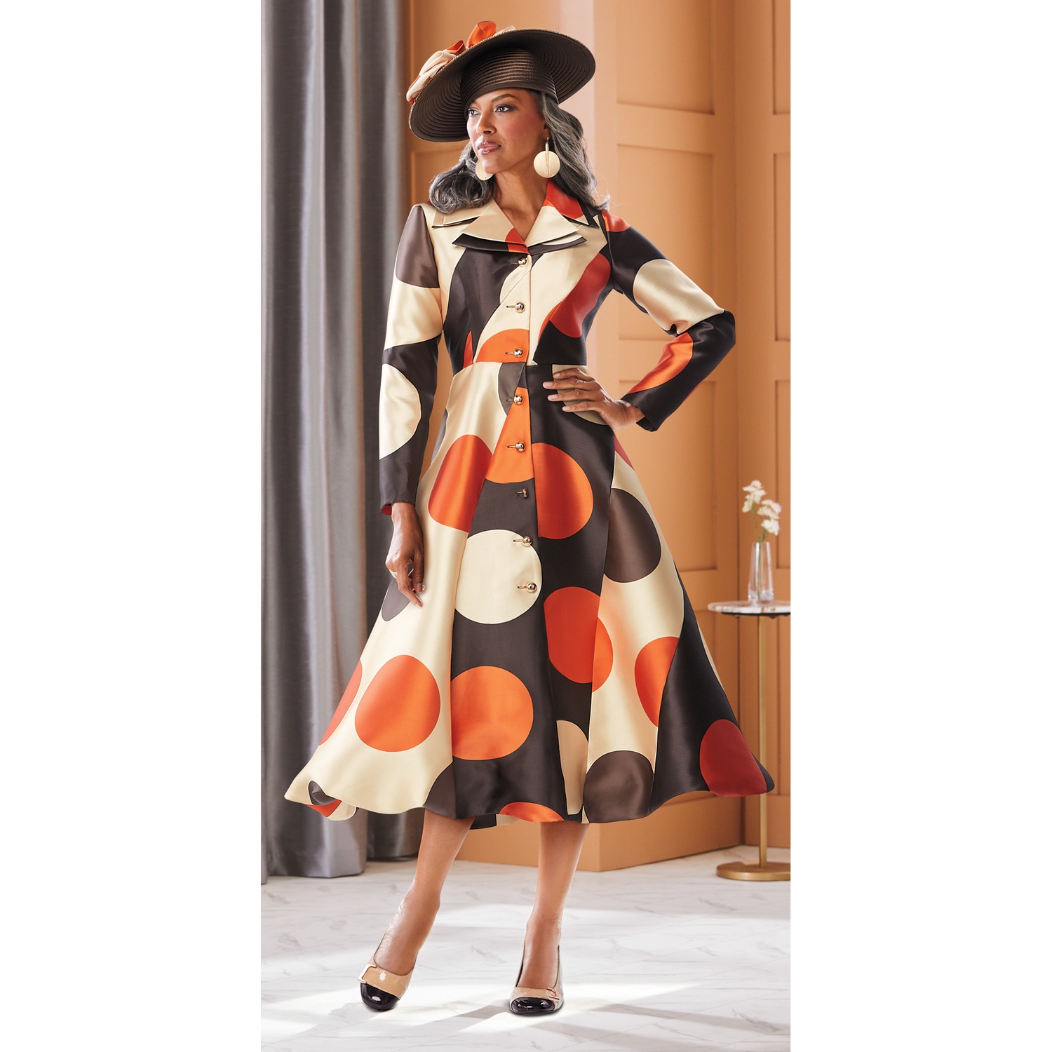 Quanda Double Collar Fit-and-Flare Dress | ASHRO