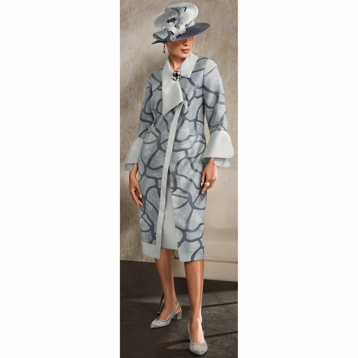 Audrina Envelope Collar Jacket Dress and Hat | ASHRO