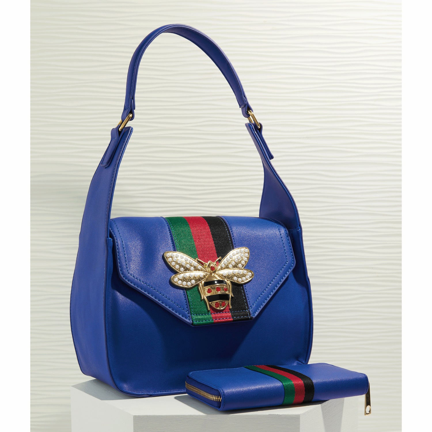 2-Piece Stripe Handbag/Wallet Set | ASHRO