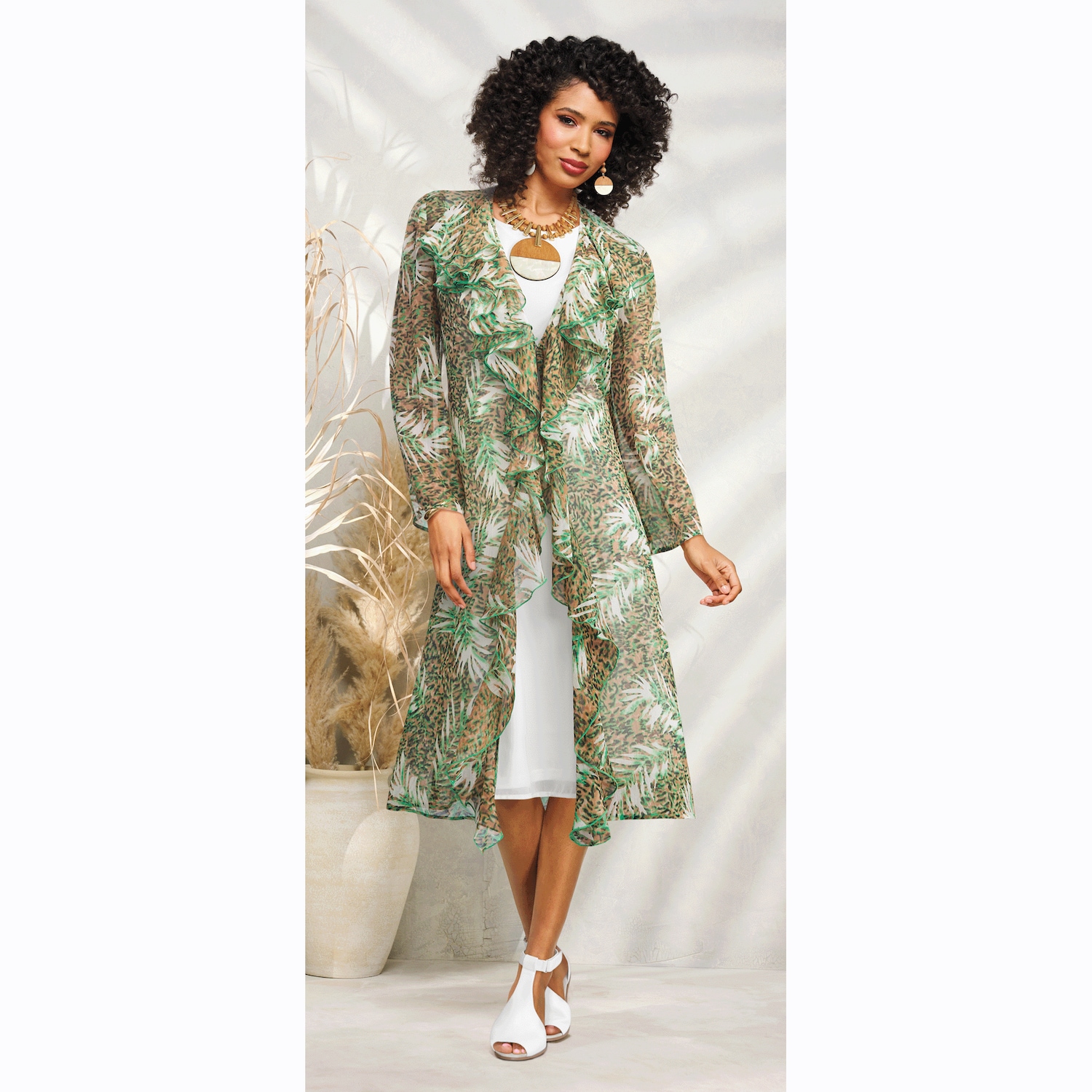 Ruffle Duster Jacket Dress | ASHRO