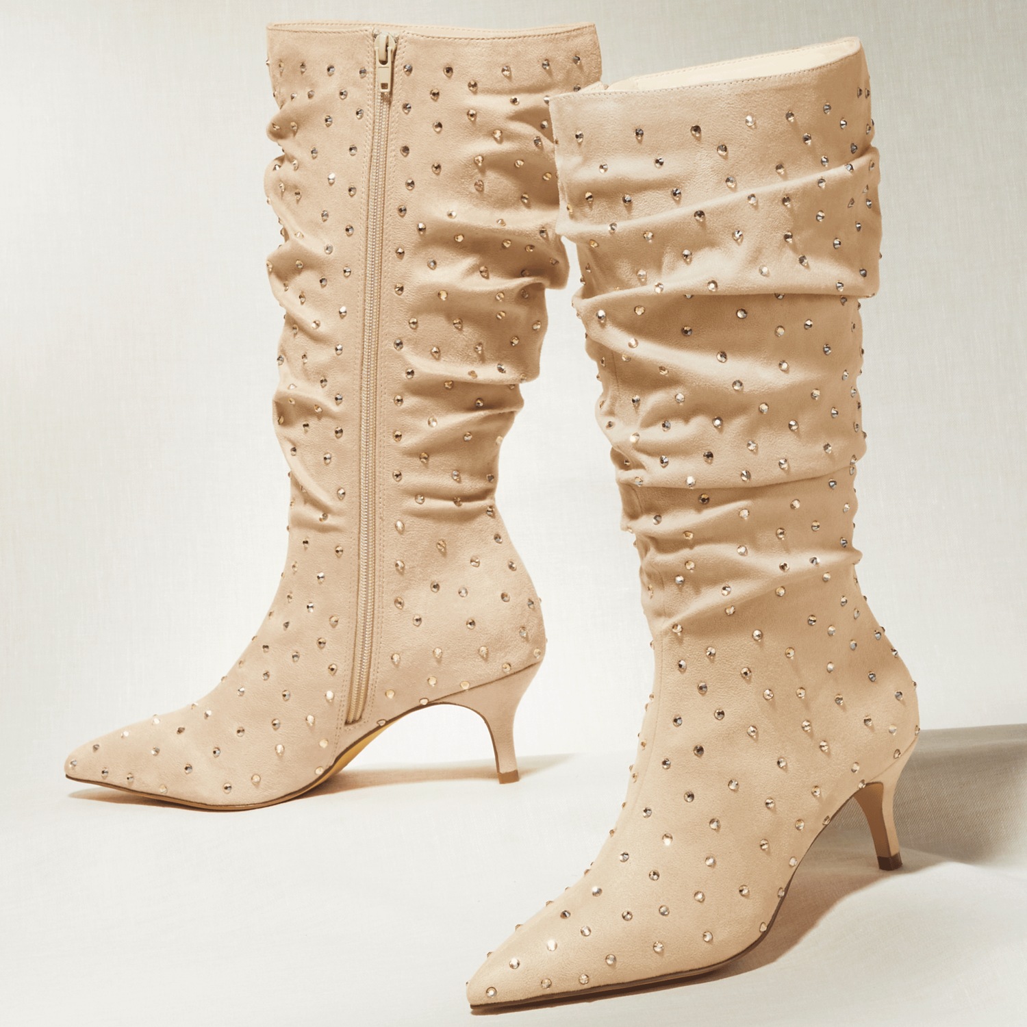 Ashro Rhinestone-Studded Scrunch Boot | ASHRO