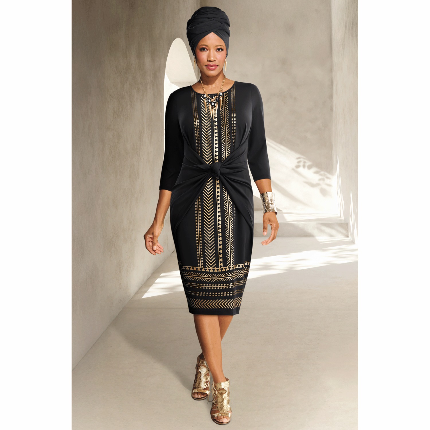 Yonette 2-Way Convertible Sheath Dress with Side Cowls for Women | ASHRO