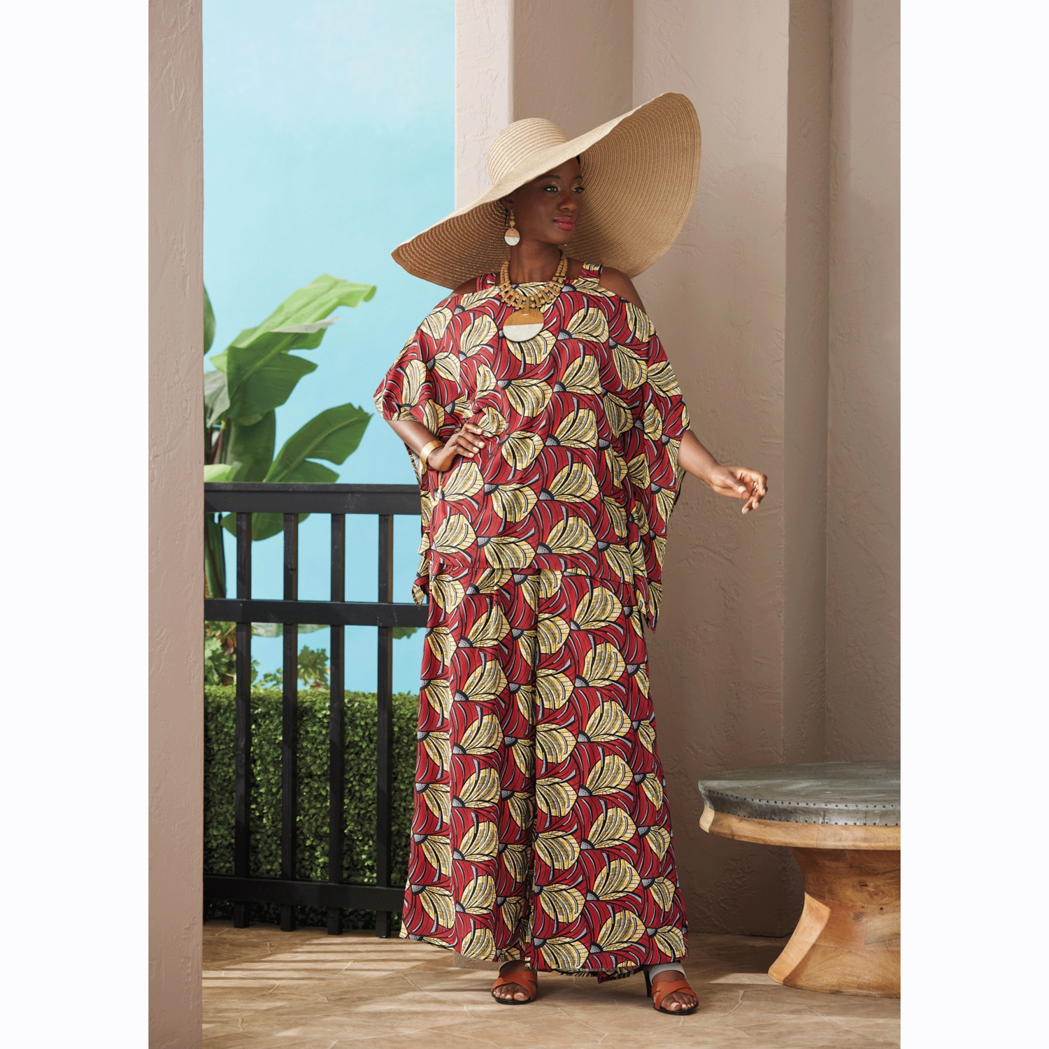 Needra Pant Set and Oversized Straw Hat | ASHRO