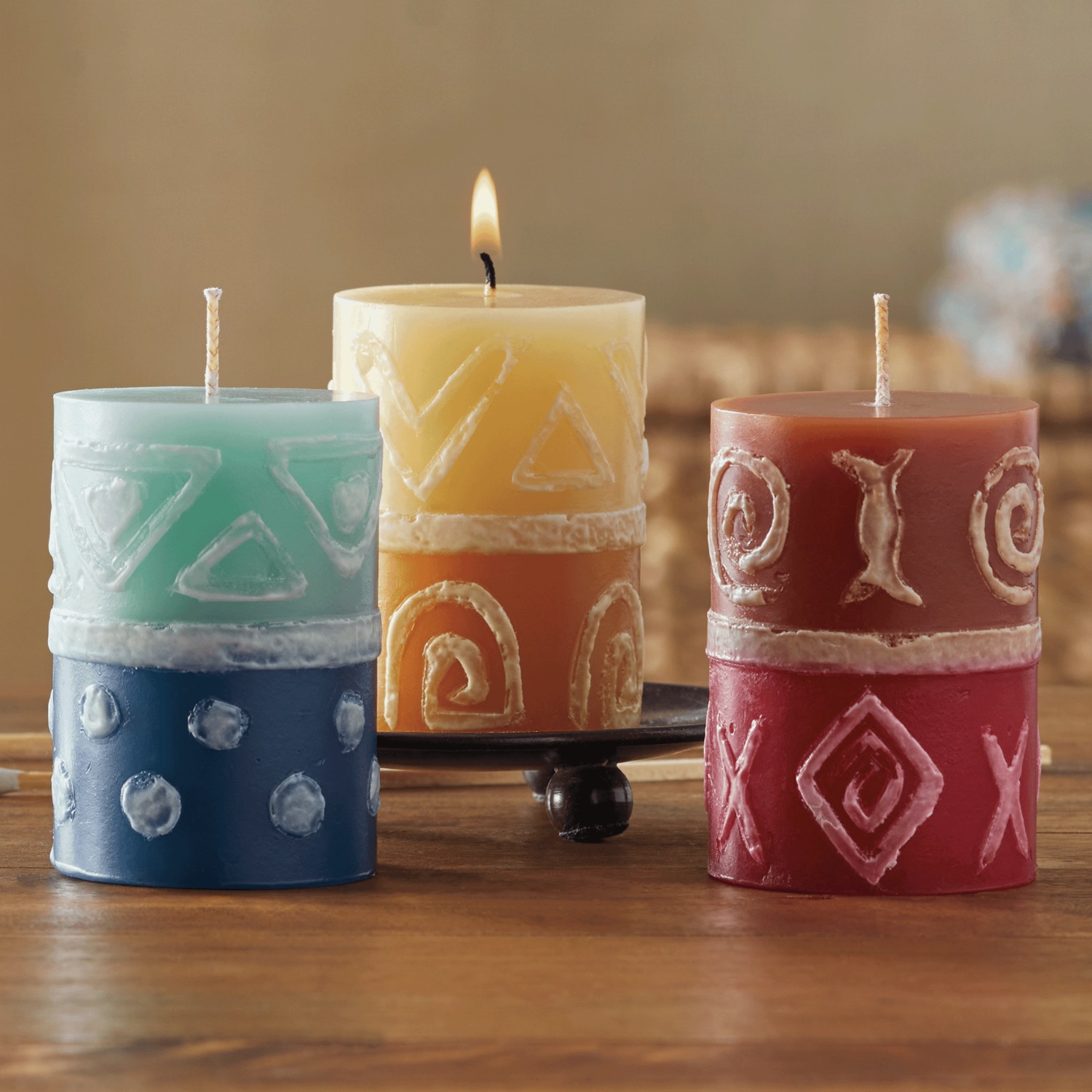 Set of 3 Patterned Candles | ASHRO