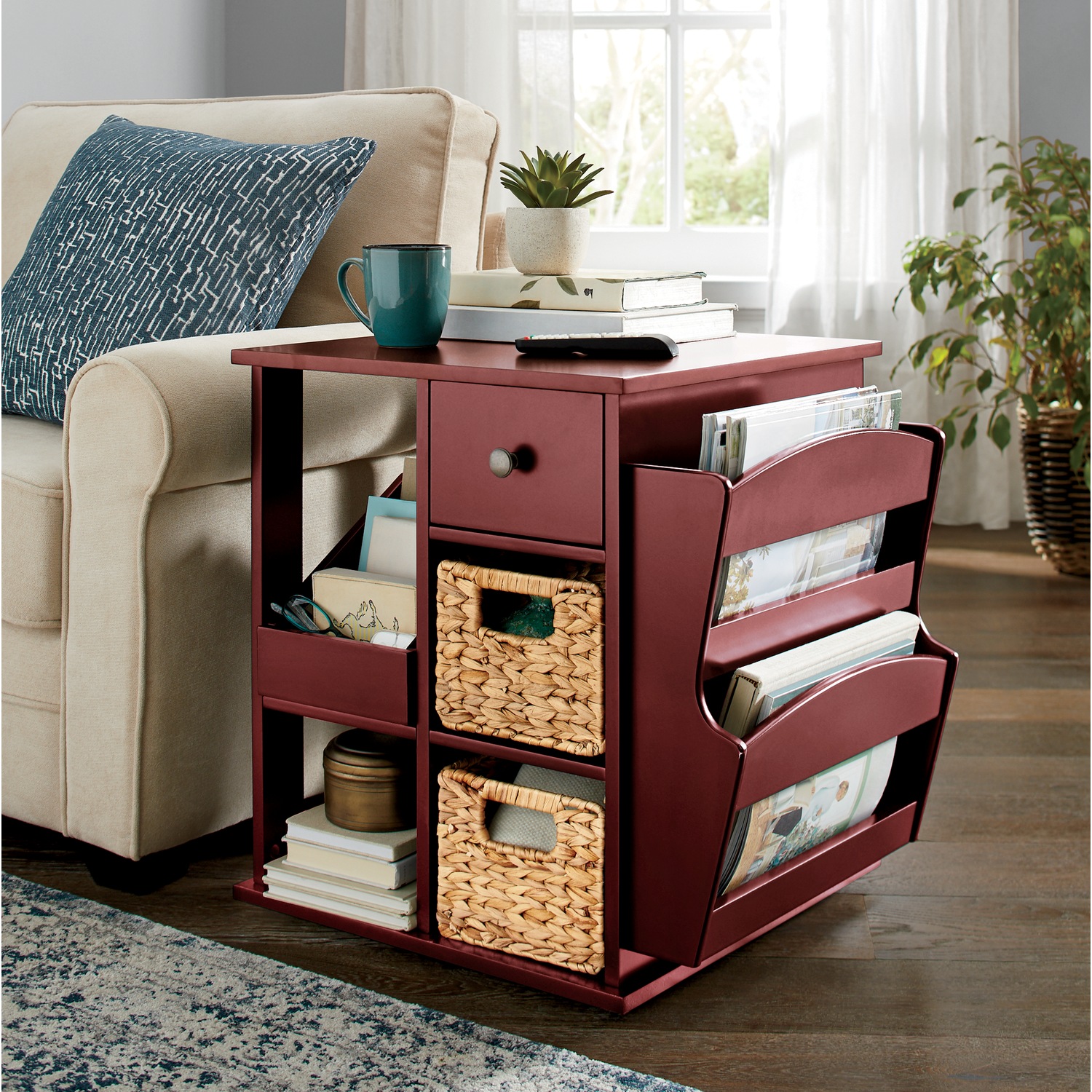 Admiral Rotating End Table with Storage | ASHRO
