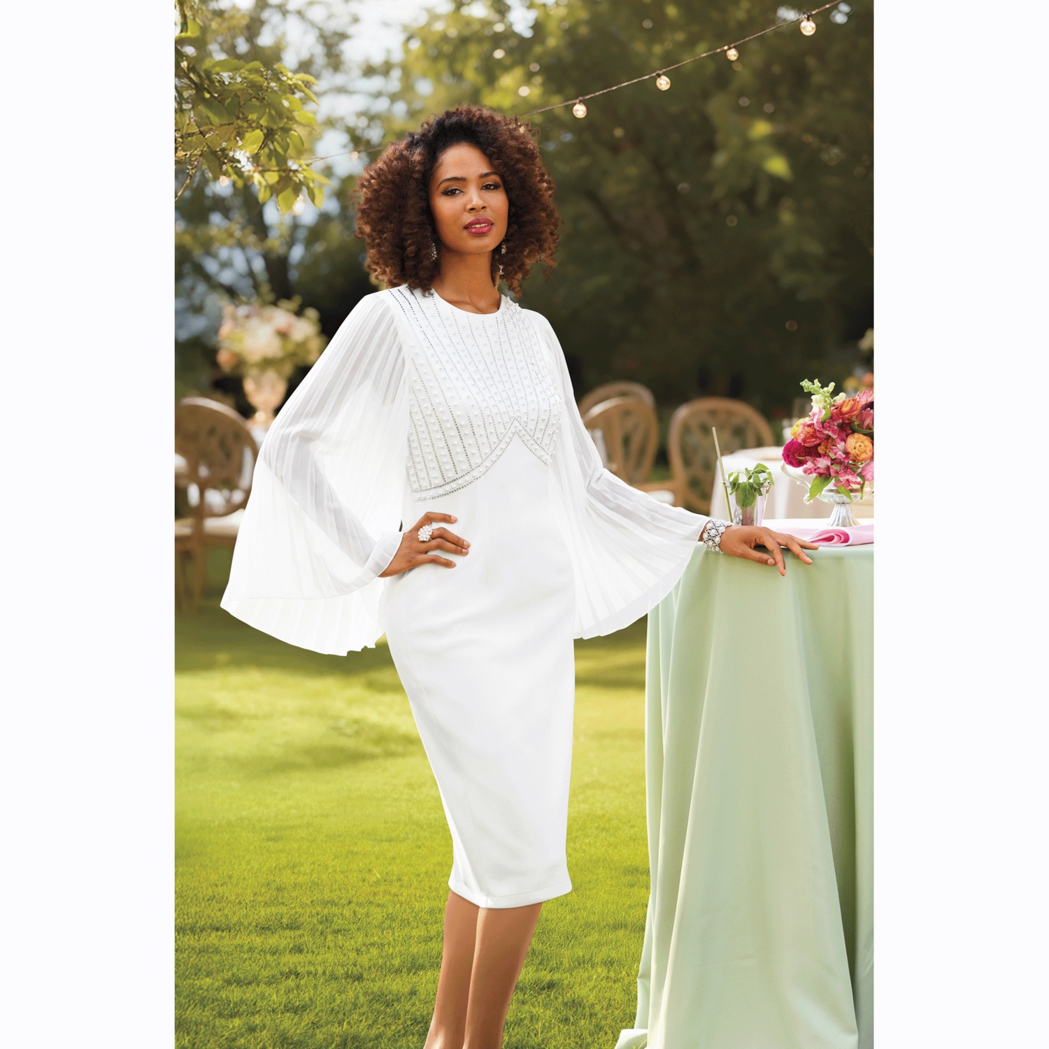 Willette Pleated-Sleeve Sheath Dress | ASHRO