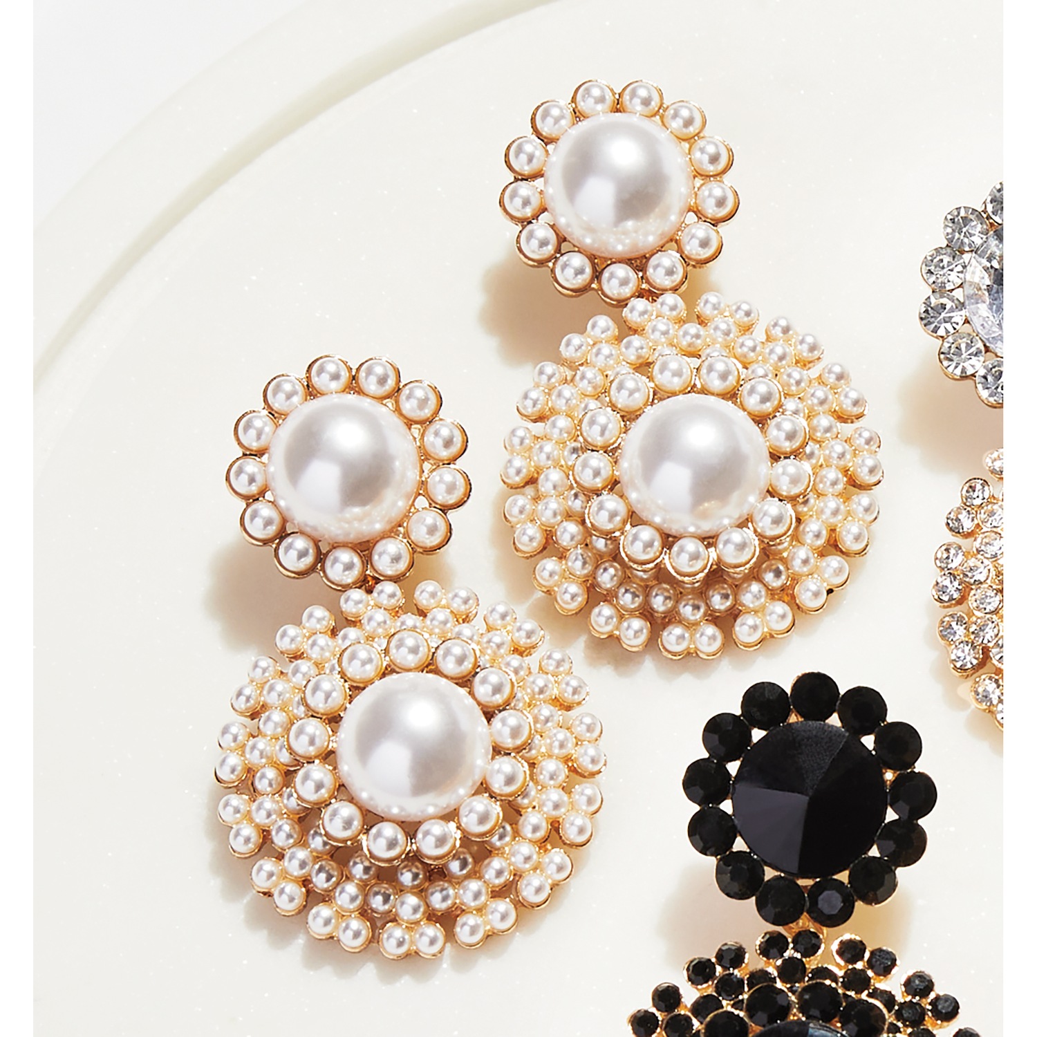 Beaded Double-Drop Clip Earrings | ASHRO